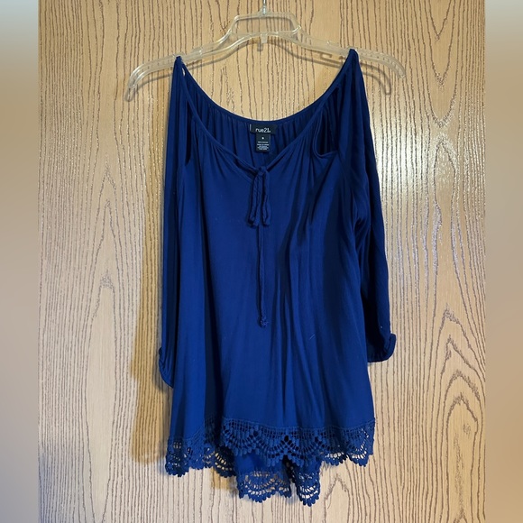 Rue21 | Tops | Navy Blue Flowy Top With Shoulder Cut Outs | Poshmark